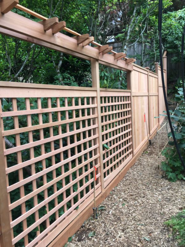 Seattle Home With Beautiful Cedar Trellis Fence And Arbor Top