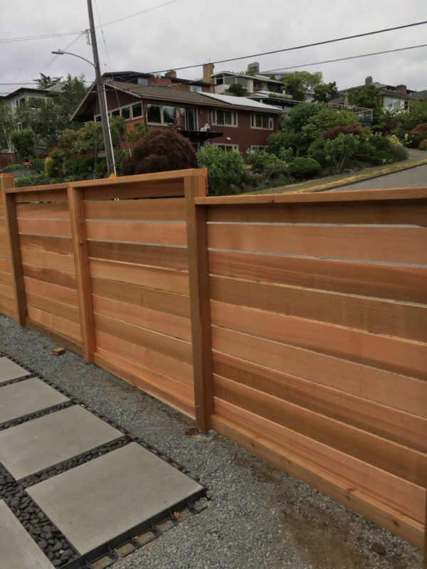 Seattle Washington Home With Horizontal Wood Slat Fence