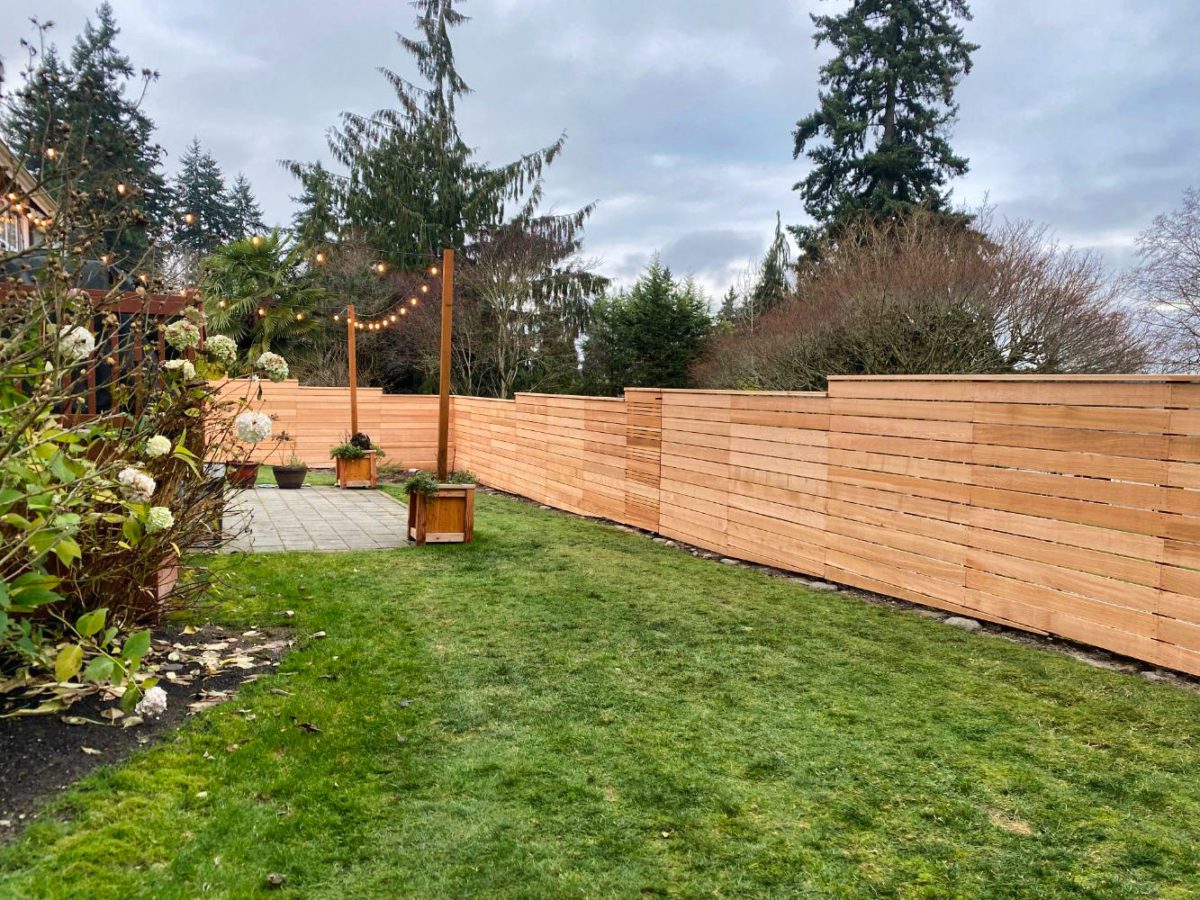 Brier Washington Home With Horizontal Cedar Slat Fence and Custom Gate ...